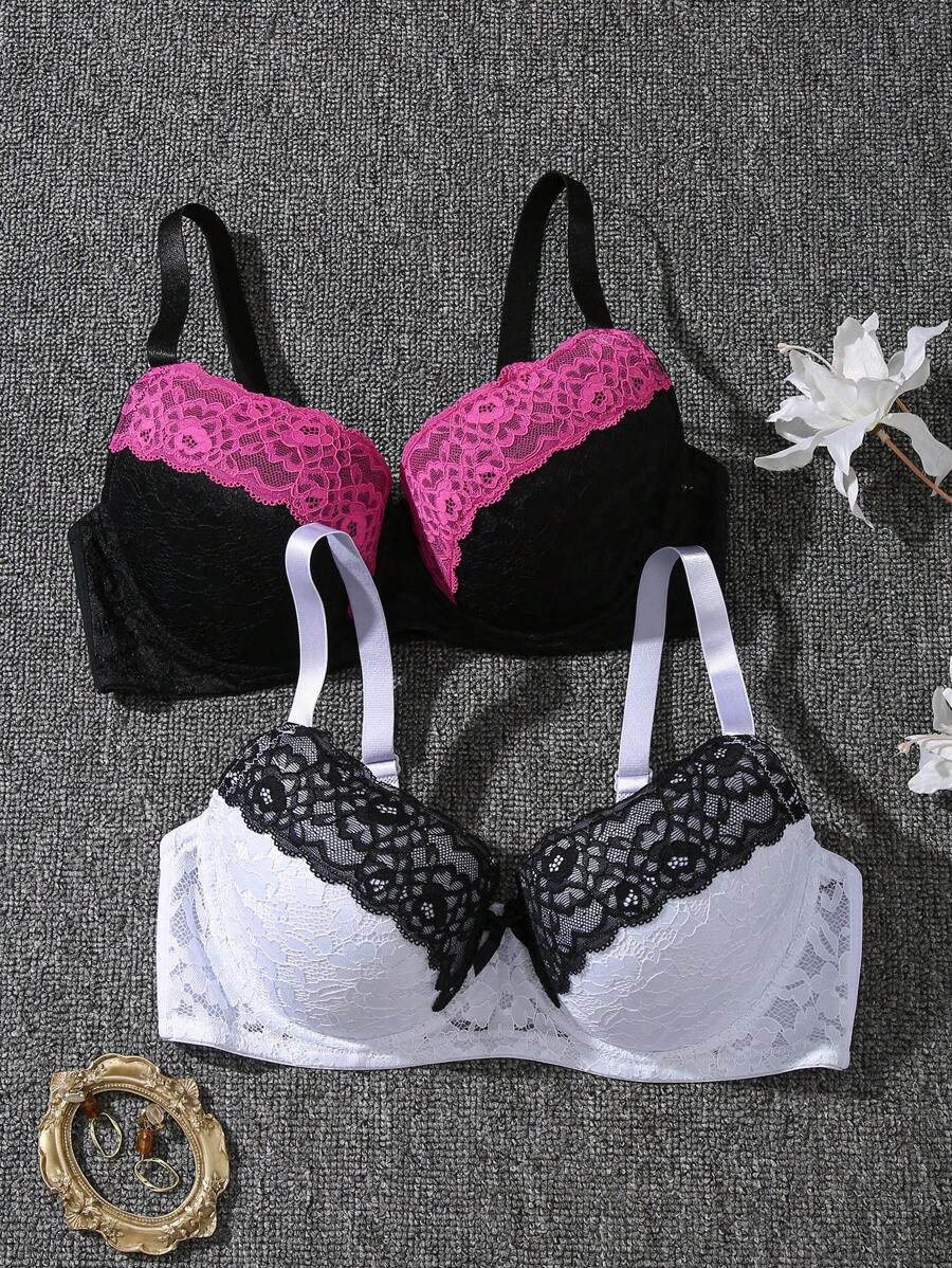 DesireSculpt 2pcs/Set Romantic Contrast Lace Sexy Gather Adjustable ...