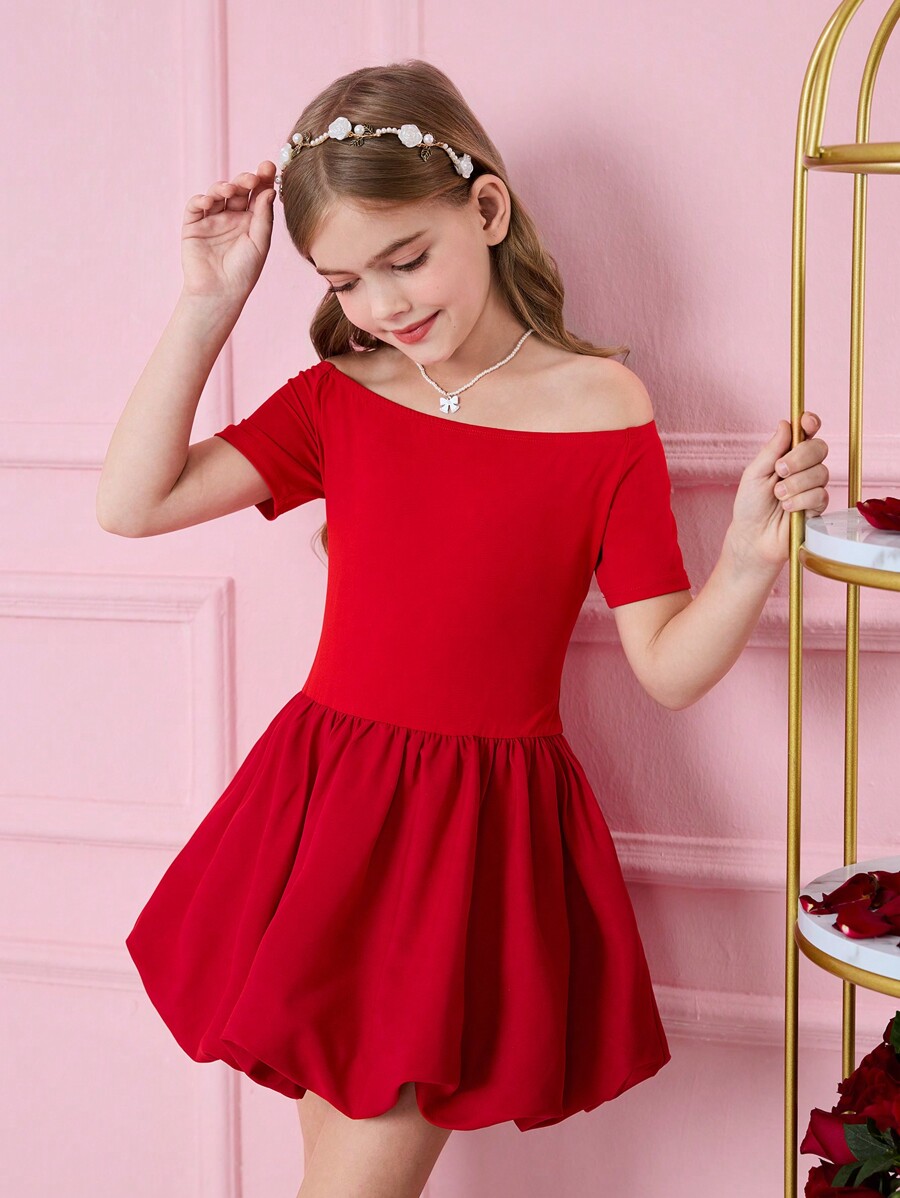 Vestito mini a maglia con spalle scoperte, carino, per ragazze ...