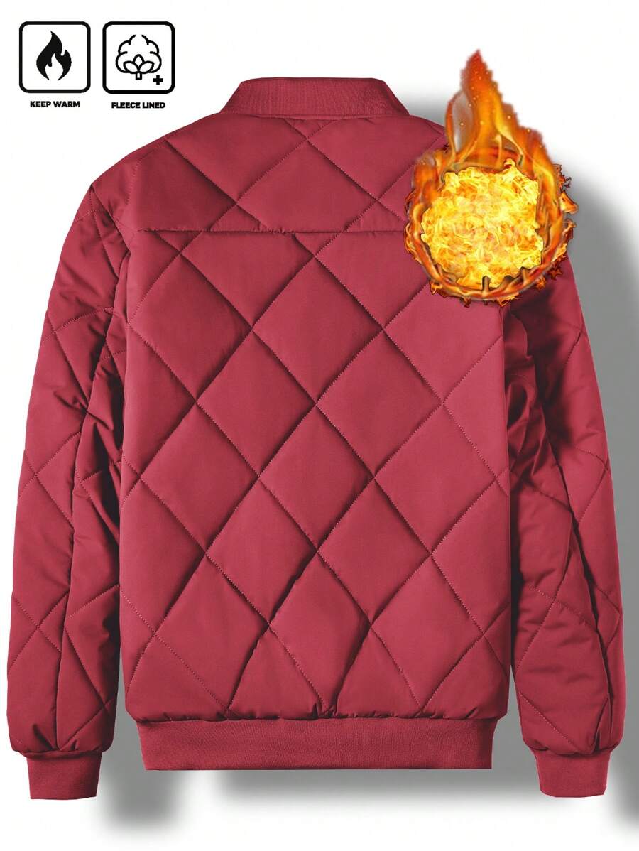 Manfinity Homme Loose Fit Men Quilted Bomber Jacket With Baseball Collar And Zip Up | SHEIN UK