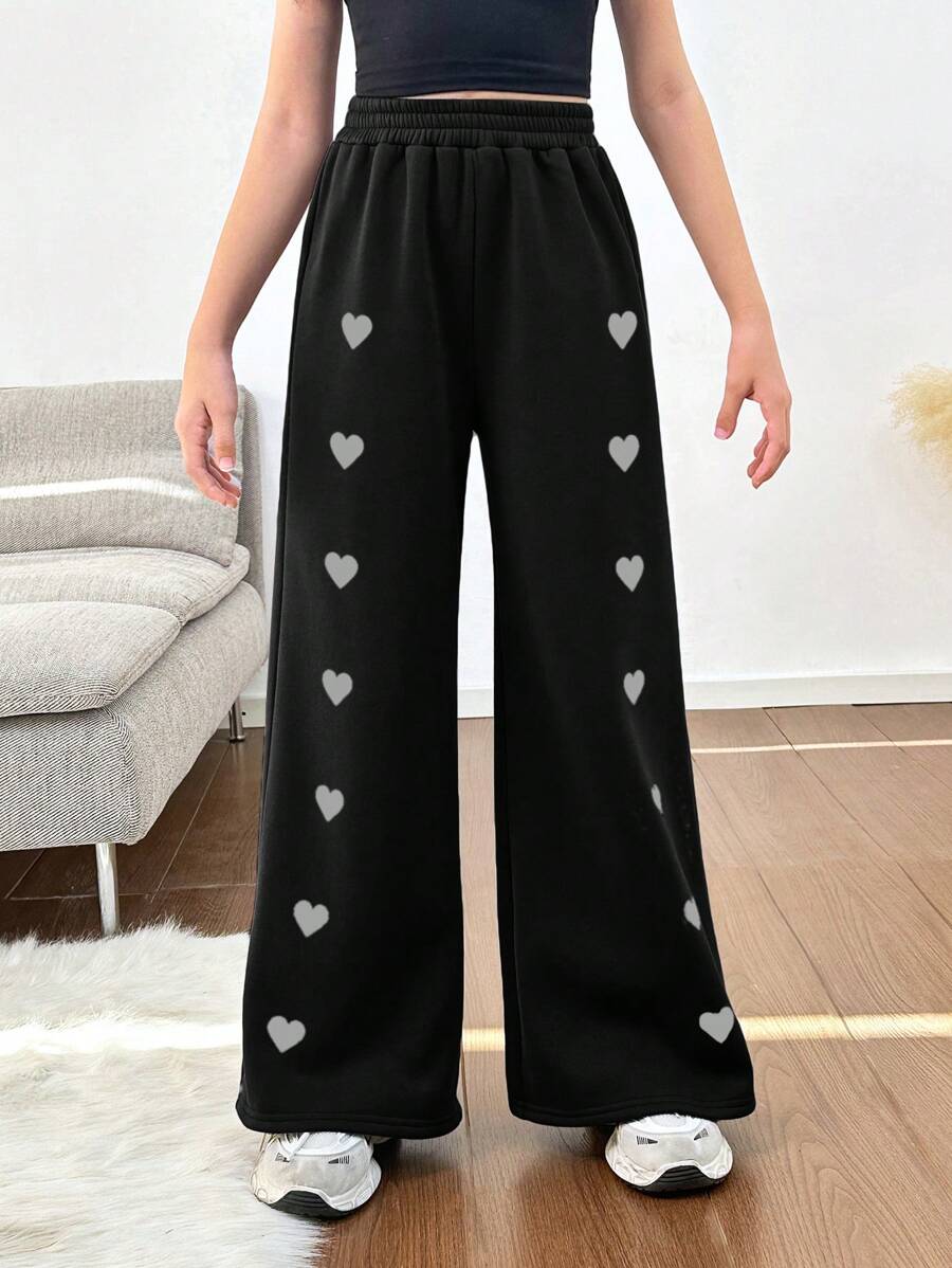 SHEIN Pantaloni dritti casual per ragazze pre-adolescenti, con stampa a ...