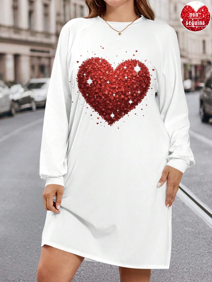 SHEIN Clasi Plus Size Women Elegant Raglan Sleeve Knee Length Casual ...