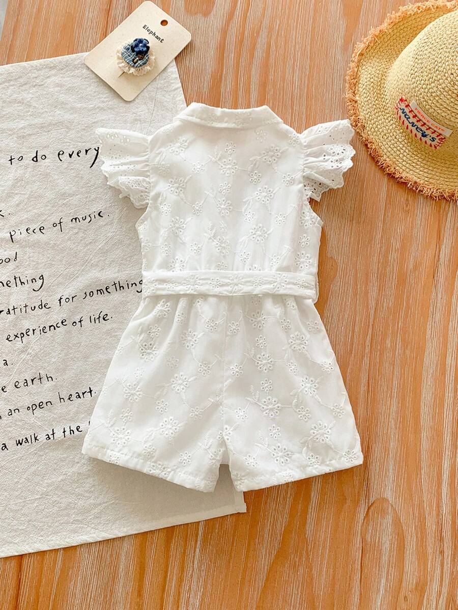 SHEIN Baby Girl Cute White Floral Embroidery Romper For Summer | SHEIN UK