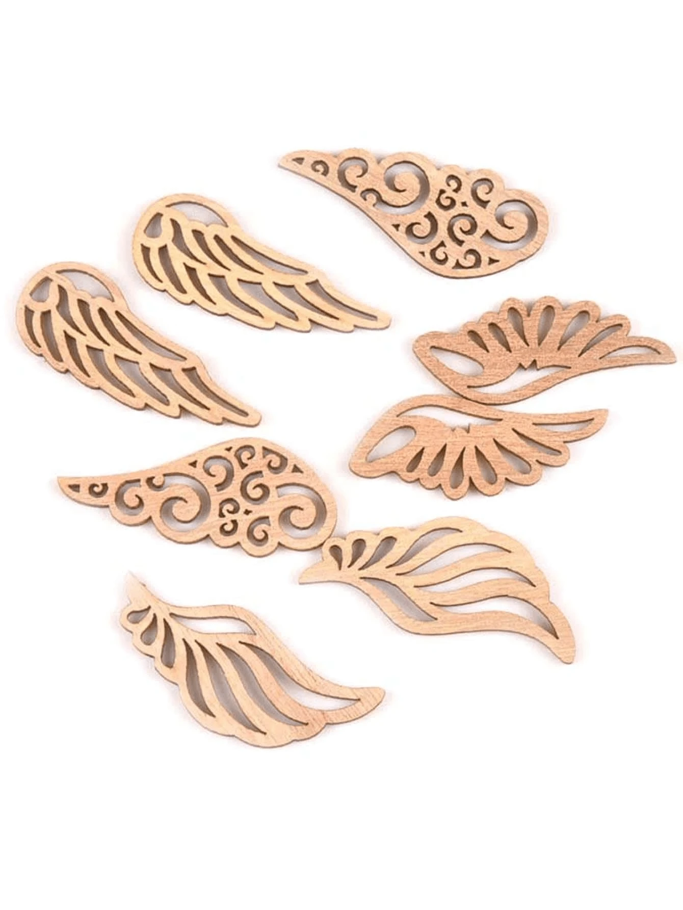20pcs/Set Random Wooden DIY Sewing Decoration, Creative Hollow Out Wing ...
