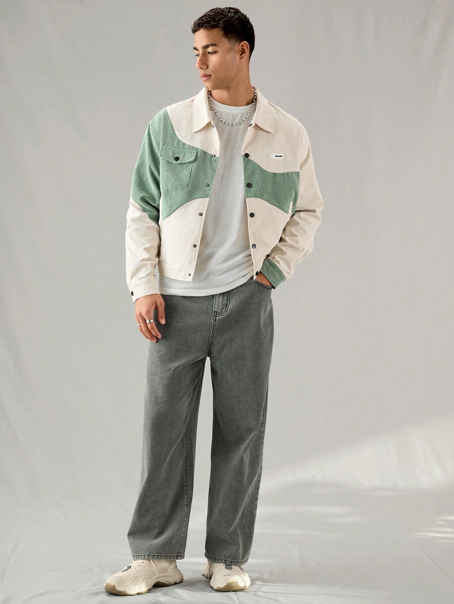 Manfinity Urbanchill Mens Woven Casual Loose Fit Corduroy Patchwork