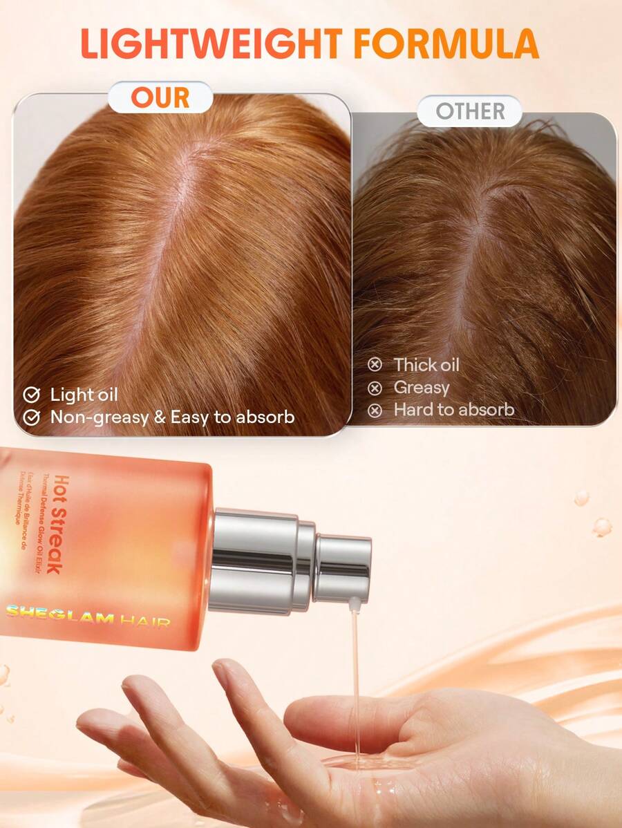 SHEGLAM HAIR Hot Streak Thermal Defense Glow Oil Elixir 50ml,Hair Care ...