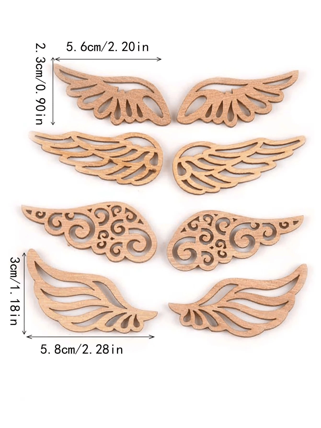 20pcs/Set Random Wooden DIY Sewing Decoration, Creative Hollow Out Wing ...