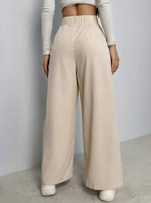 SHEIN PETITE Women's Casual & Chic High Waisted Wide Leg Textured Pants ...