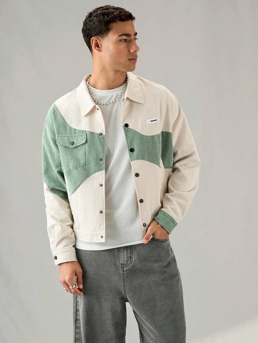 Manfinity Urbanchill Mens Woven Casual Loose Fit Corduroy Patchwork