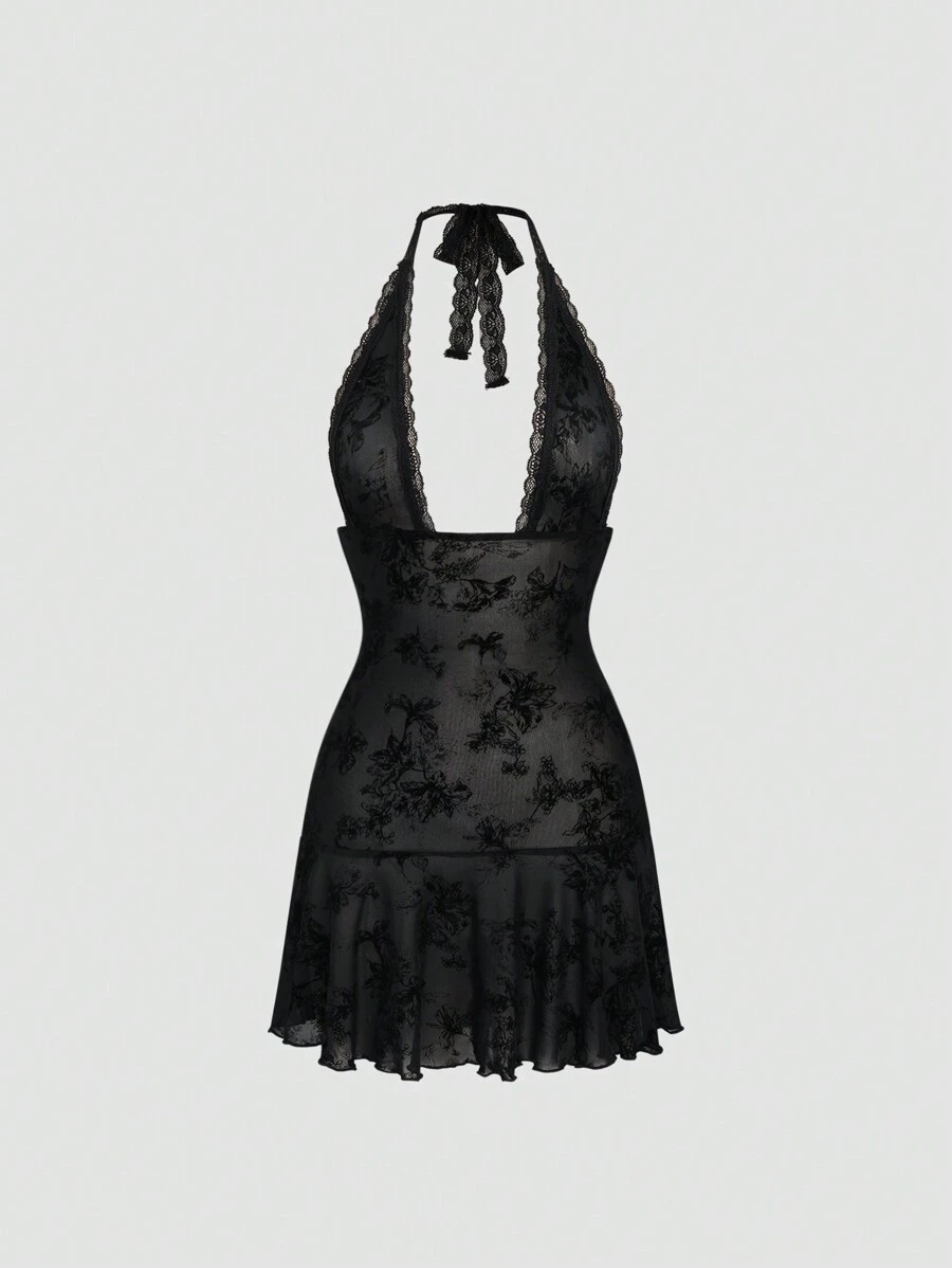 EgrlEra Women's Sexy Clubwear Halter Neck Black Mini Dress | SHEIN USA