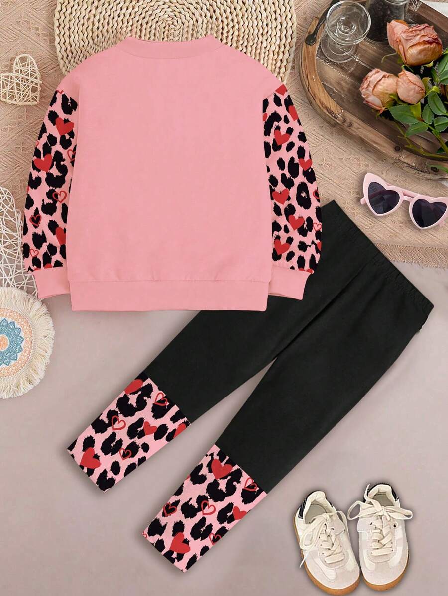 SHEIN 2 peças o conjunto: Moletom de Manga Longa com Estampa Fofa de ...