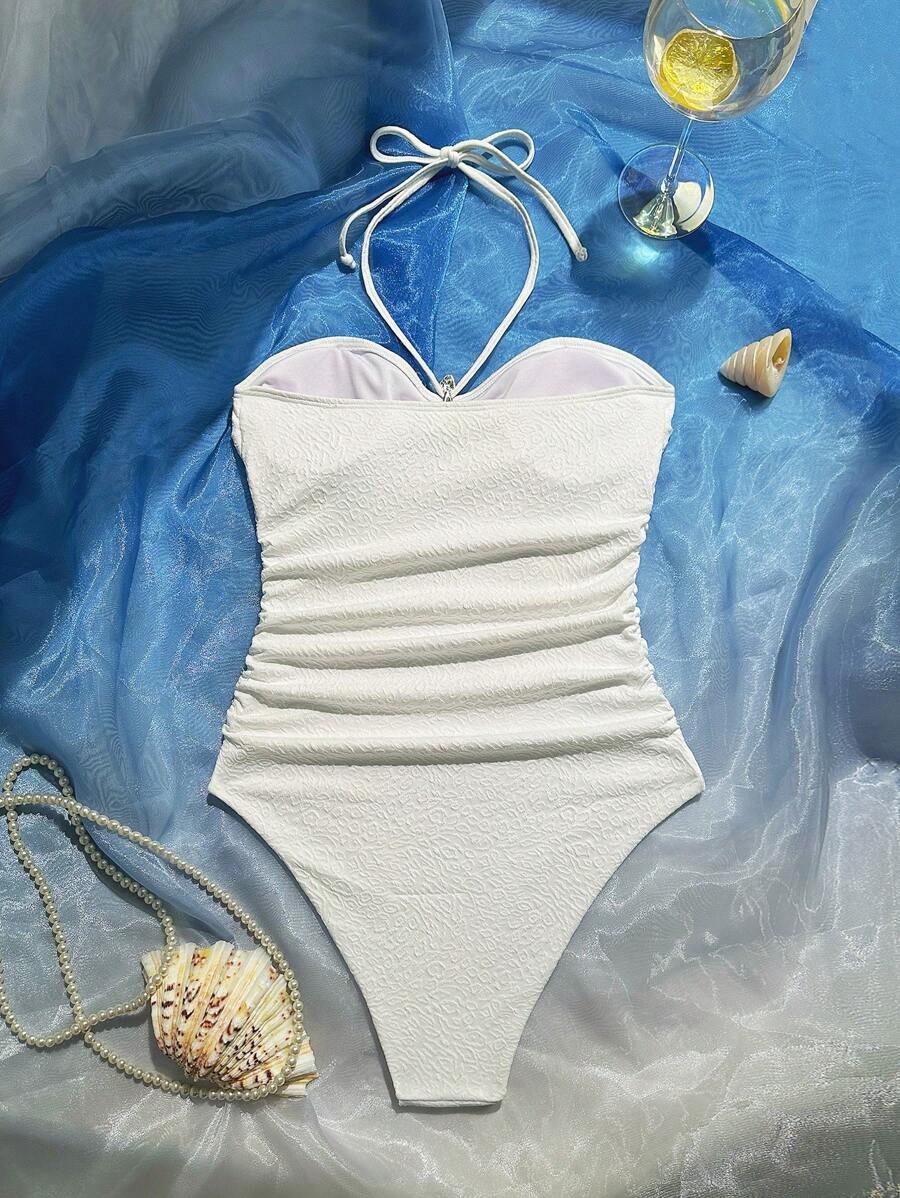 SHEIN Swim Vcay Women's Sexy Hollow-Out Crochet Open Back White ...