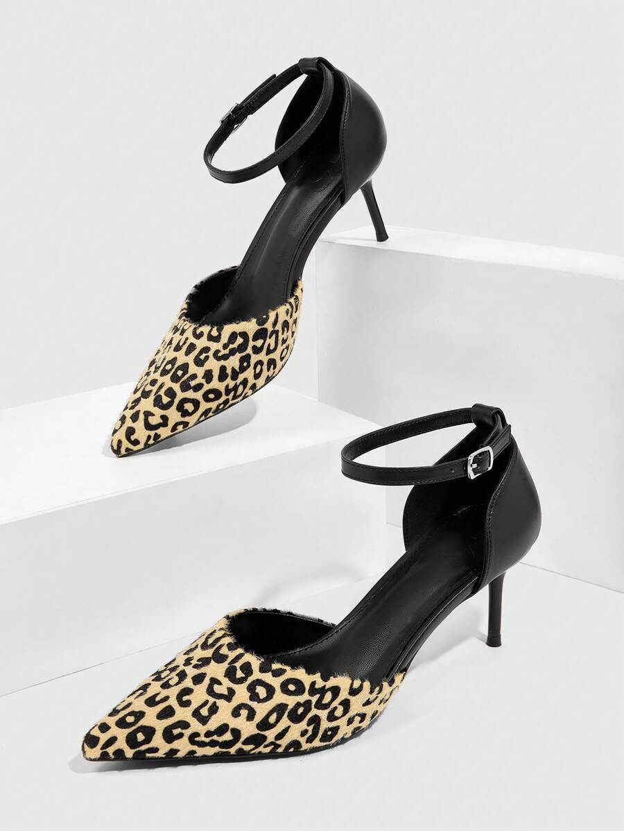 CUCCOO SZL Sexy Leopard Print High Heel Shoes, Pointed Toe Buckle Decor ...