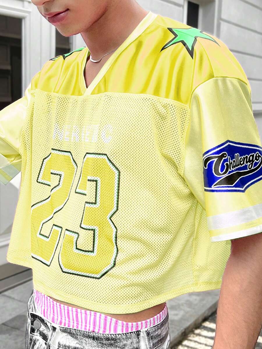 Manfinity RebelGame 1pc Men Y2K Yellow Funny Casual Fit High Street ...