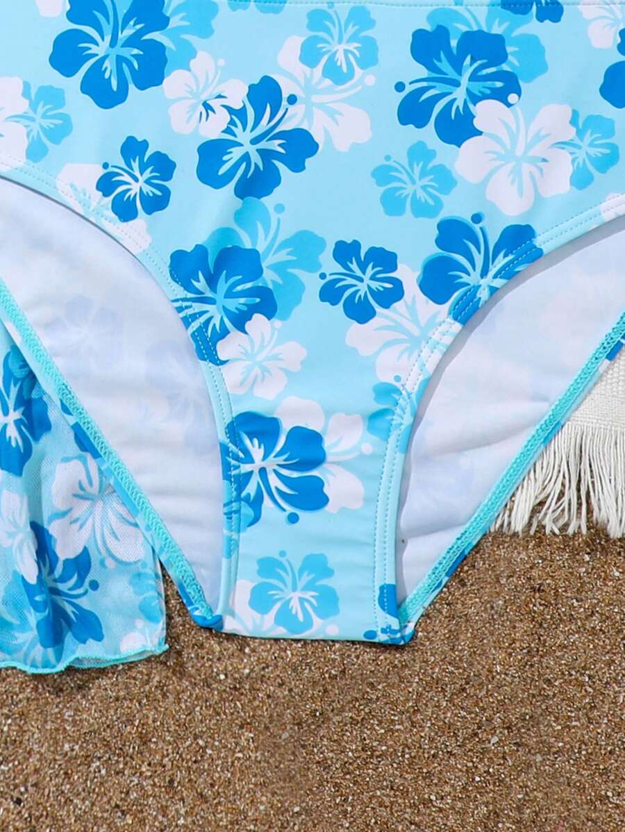 SHEIN Tween Girls Swimwear Set - Cute Printed Two-Piece Bikini Swimwear ...