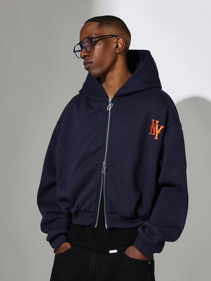 SUMWON Urban Athleisure Full Zip Hoodie Classic Logo Embroidered ...