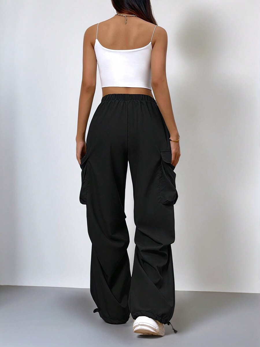 Coolane Flap Pocket Drawstring Hem Cargo Pants | SHEIN USA