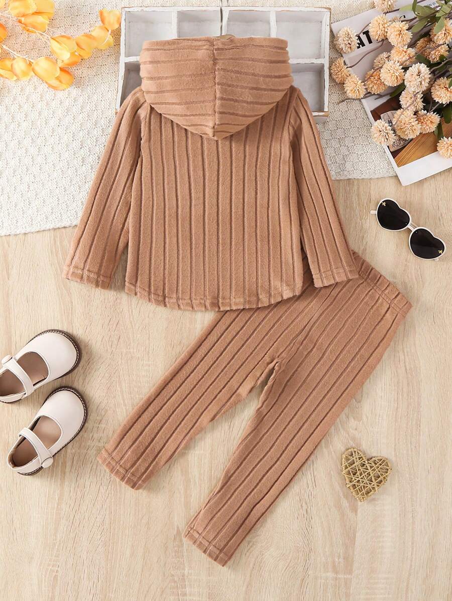 SHEIN Conjunto de 2 peças, Casaco com Capuz Marrom Confortável para ...