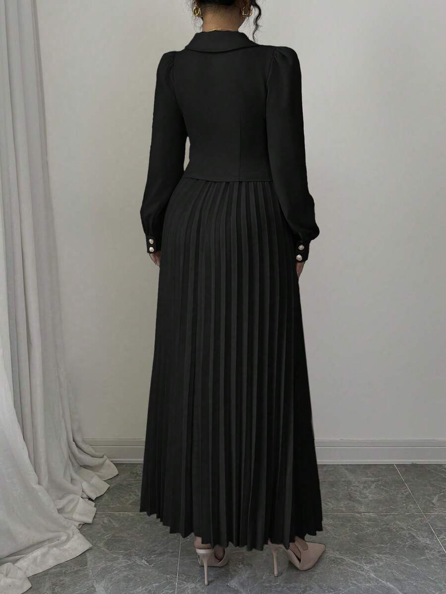 SHEIN Elenzya Women Apricot High-End 2 Piece Set, Jacket And Pleated ...