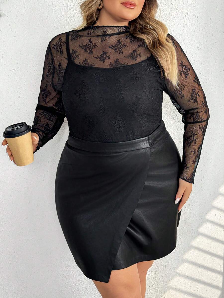 SHEIN CURVE+ Hauts transparents avec dentelle florale, tailles plus ...