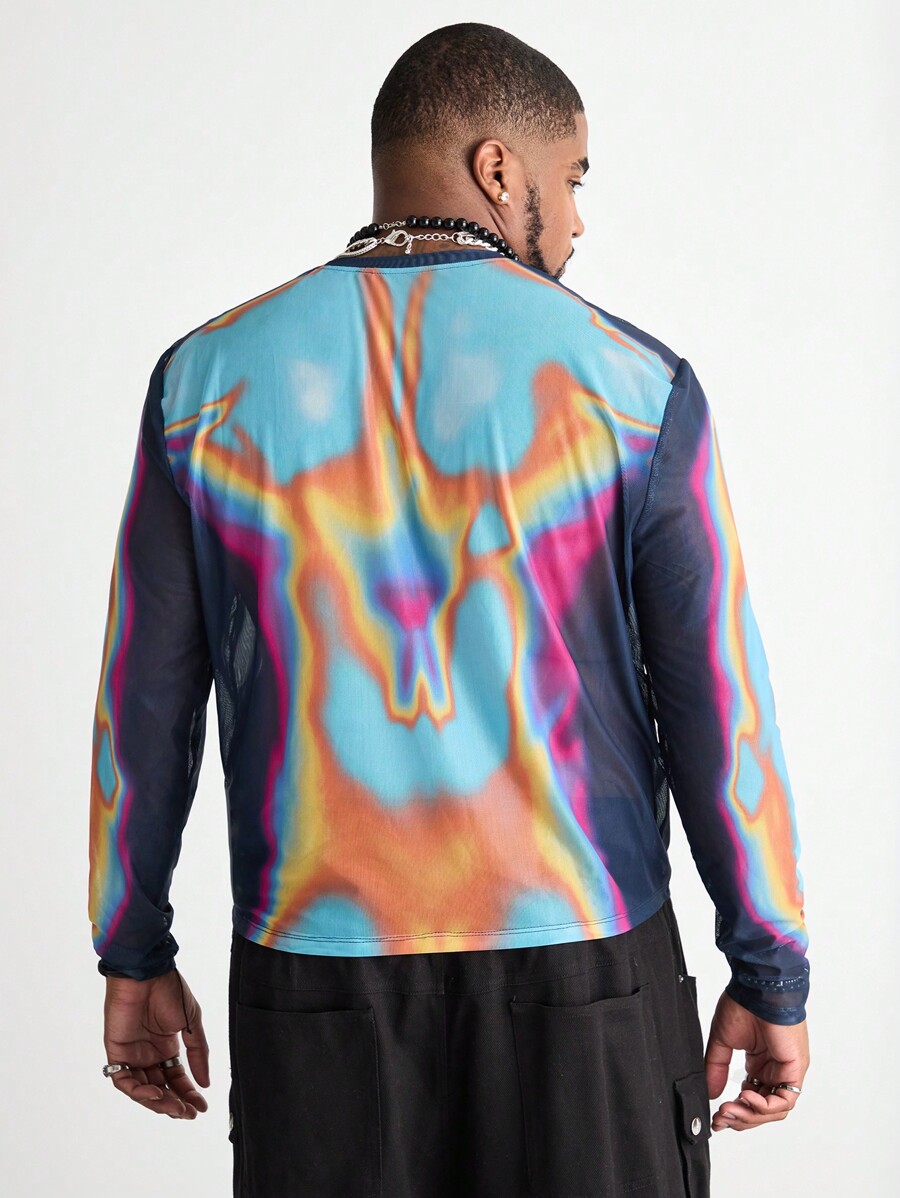 Manfinity RebelGame Plus Size Men's Thermal Imaging Muscle Pattern Mesh ...