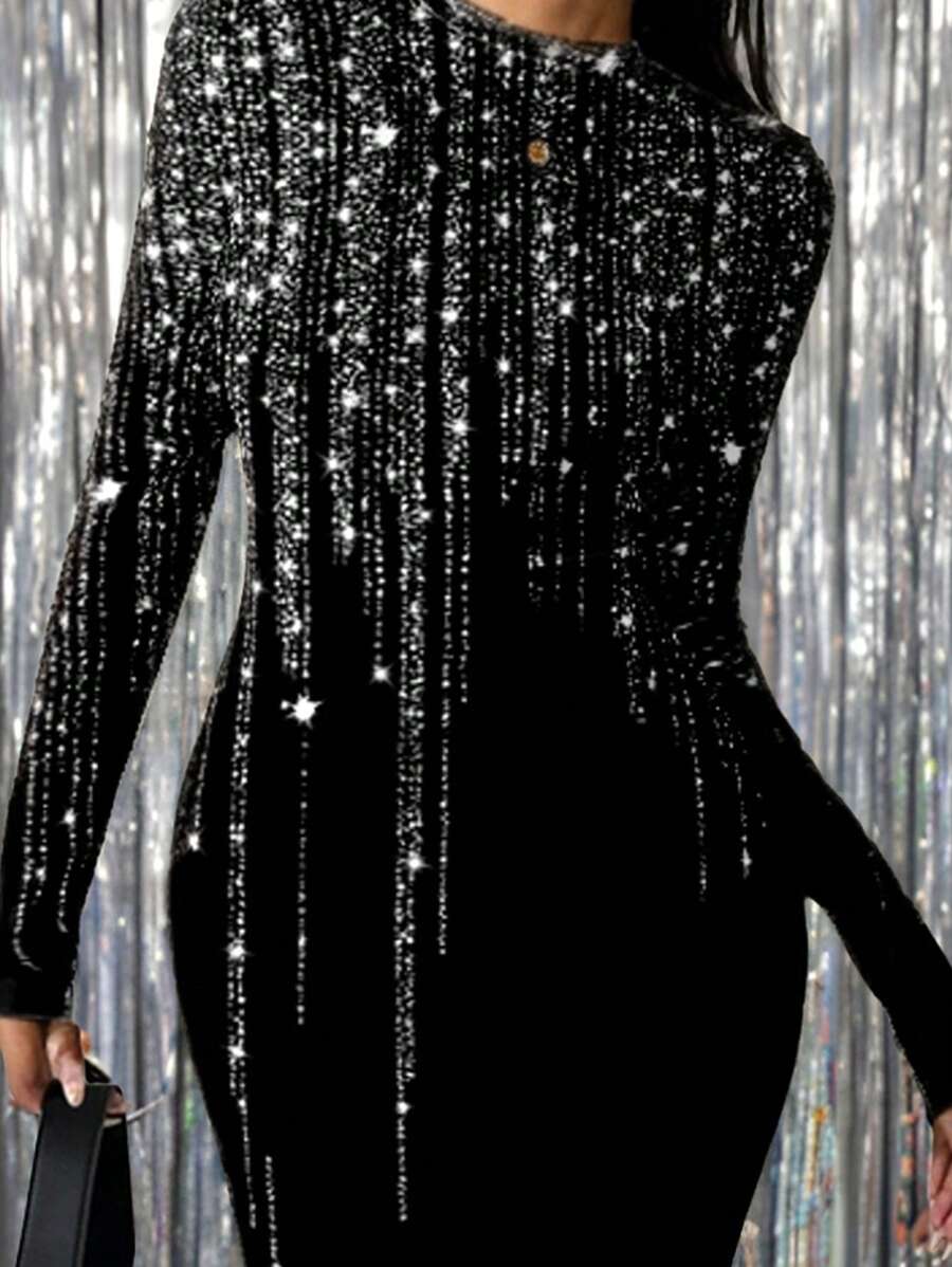 SHEIN EZwear Women's Long Casual Autumn Club Party Long Sleeve Bodycon ...