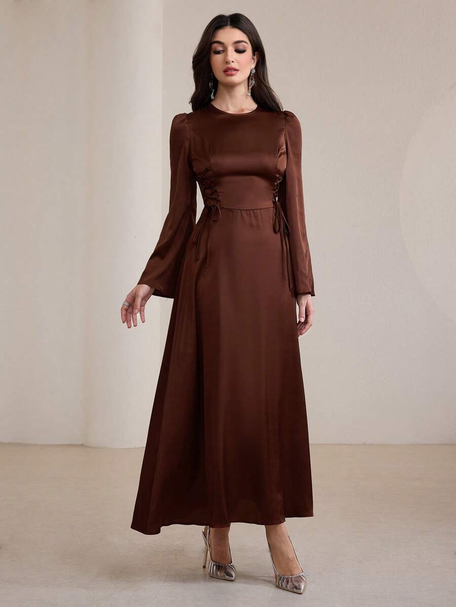 Graceveil Women's Long Side Lace Up Conservative Arabic Style Dress ...