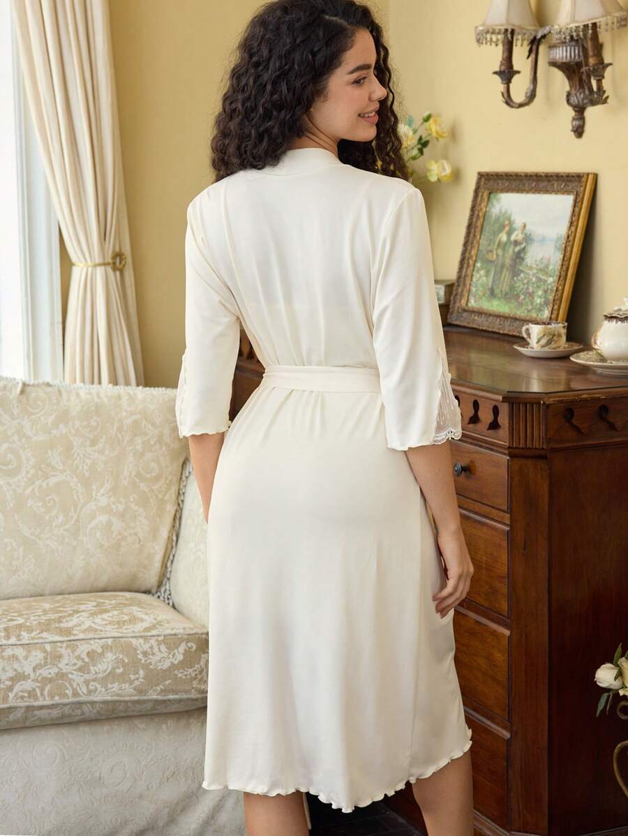 Charlaine Conjunto de Camisola e Robe Sem Mangas de Estilo Francês com ...