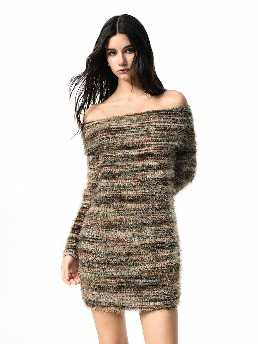 Minimalana Women Off-Shoulder Faux-Fur Mini Dress | SHEIN UK