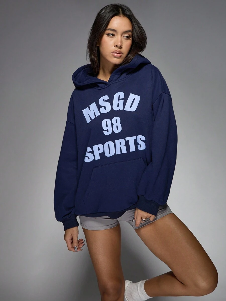 MISSGUIDED Classic Varsity Sports Hoodie Oversized Pullover Sweatshirt ...