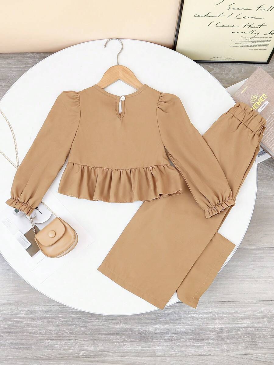 SHEIN 2pcs/Set Toddler Girls Sibling Matching Outfits, Ruffled Collar ...