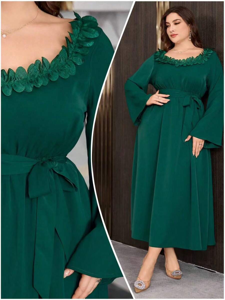 Modelyn Romantic Elegant 3D Floral Modest Plus Size Dress, Dignified ...