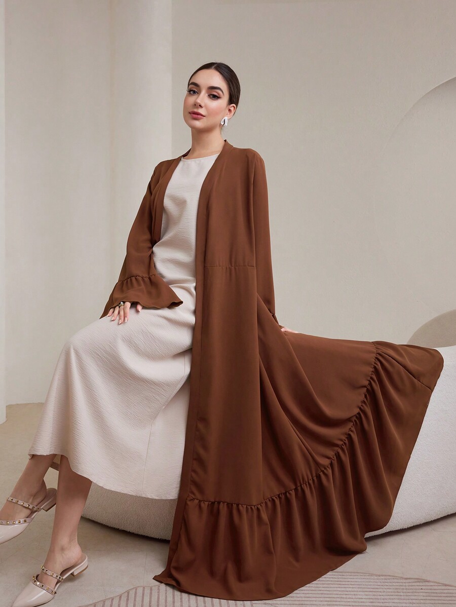 Graceveil Women's Solid Color Long Sleeve Simple Pleated Loose Arabic ...