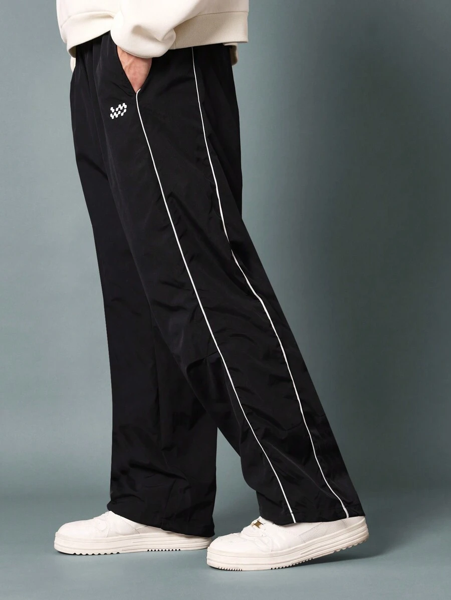 SUMWON Losse, baggy nylon broek met biesdetail | SHEIN Nederland