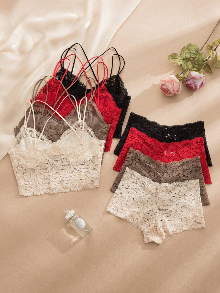 Set de 8 piezas de ropa interior romántica de mujer con encaje, cómoda ...