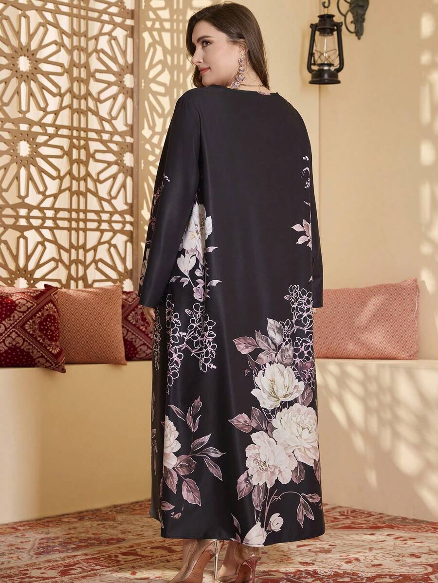 SHEIN Najma Plus Size Vintage Golden Ribbon Fringe Detail Arabic Style ...