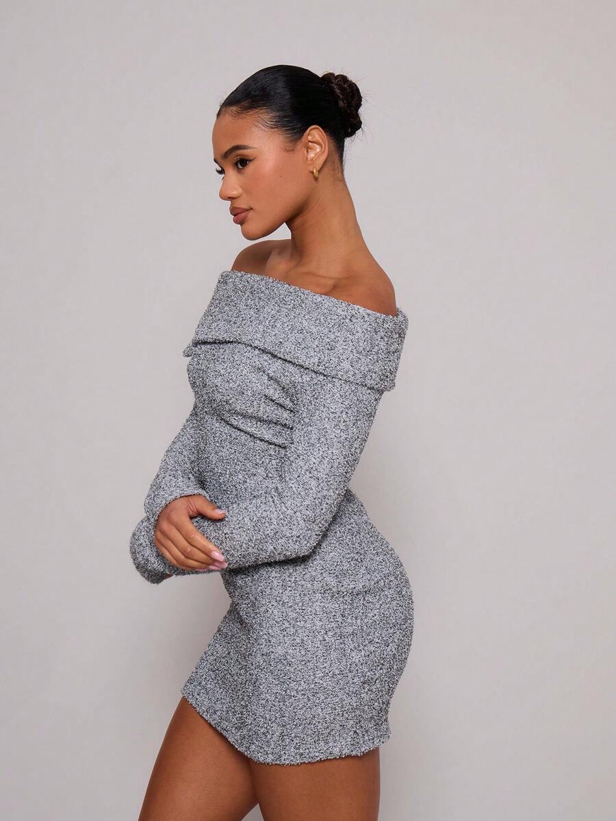 MUSERA Extreme Fold Over Shoulder Mini Dress | SHEIN UK