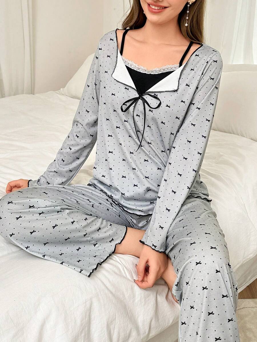 Dream Adore Conjunto de pijama de manga larga con diseño 2 en 1 de ...