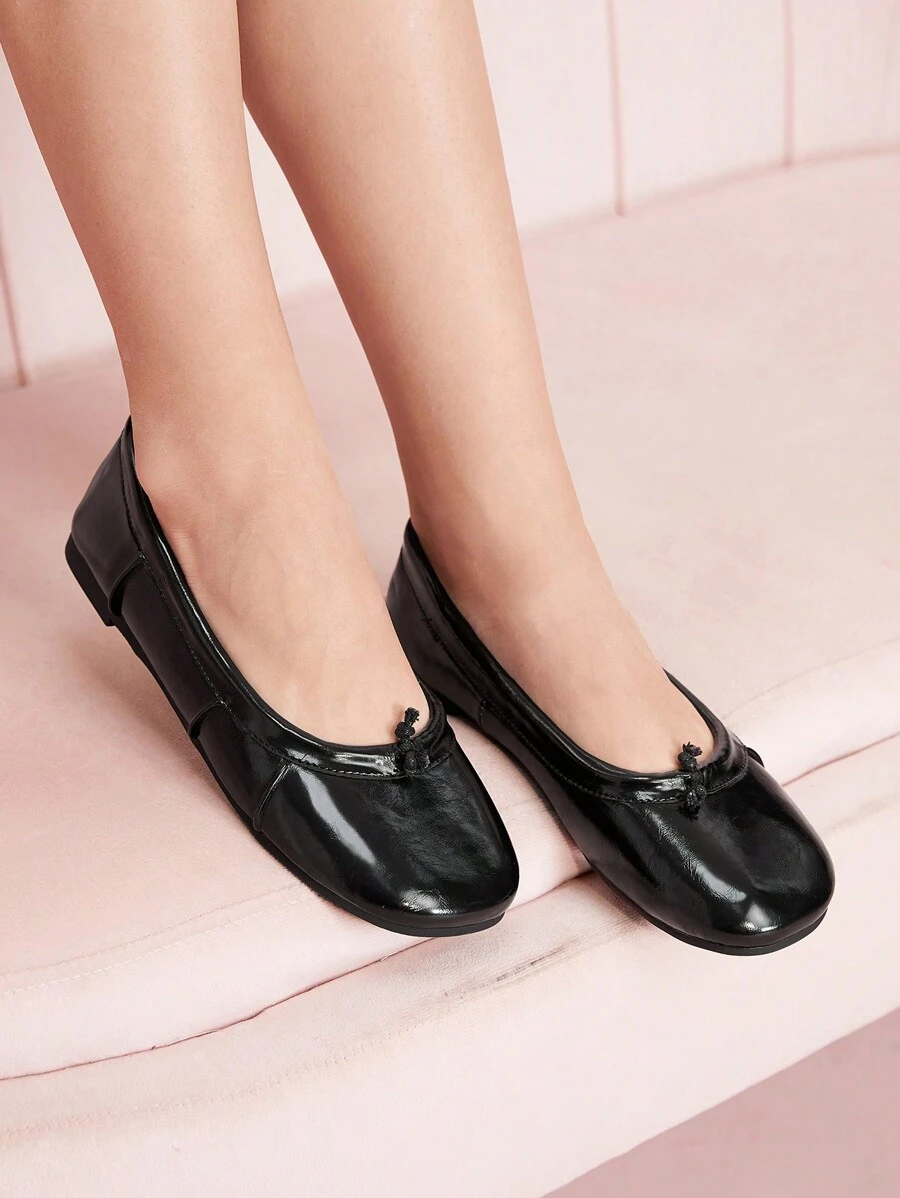 CUCCOO DOLLMOD Women's Classic Round Toe Black Flat Ballroom Dance ...