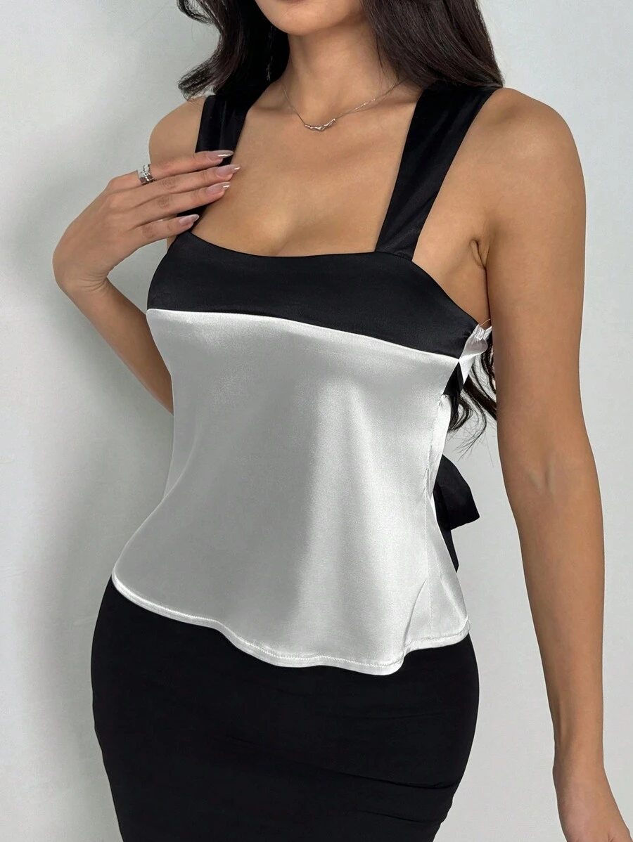 SHEIN PETITE Women's Elegant Tank Top With Wide Strap For Summer ...