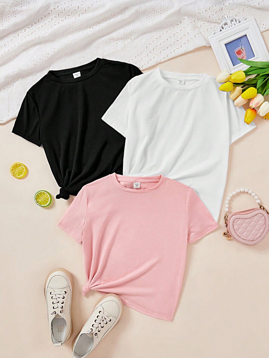 SHEIN Tween Girls Casual Minimalist Plaid Smiling Face Pattern Multi ...