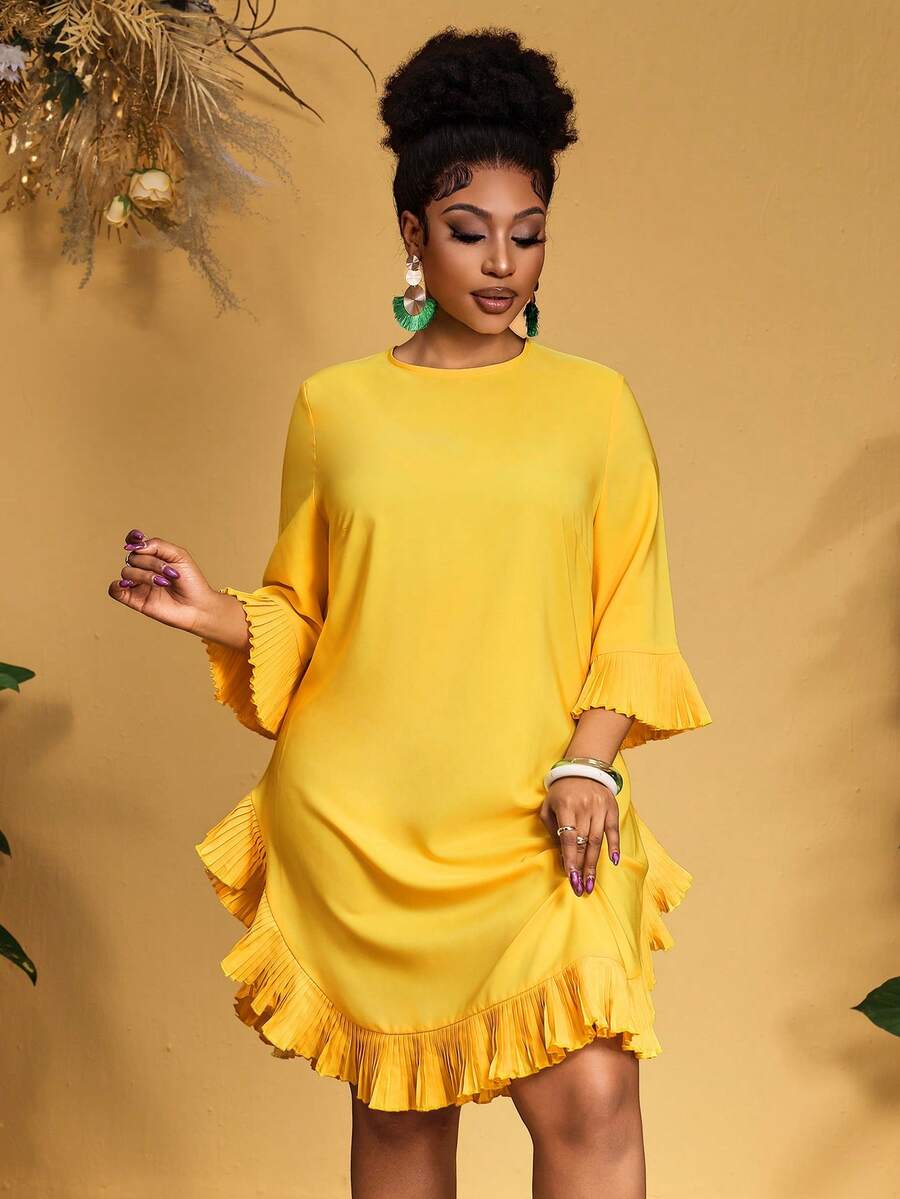 Slaydiva Nouvelles styles pour 2025 Plus robe mini avec volants de ...