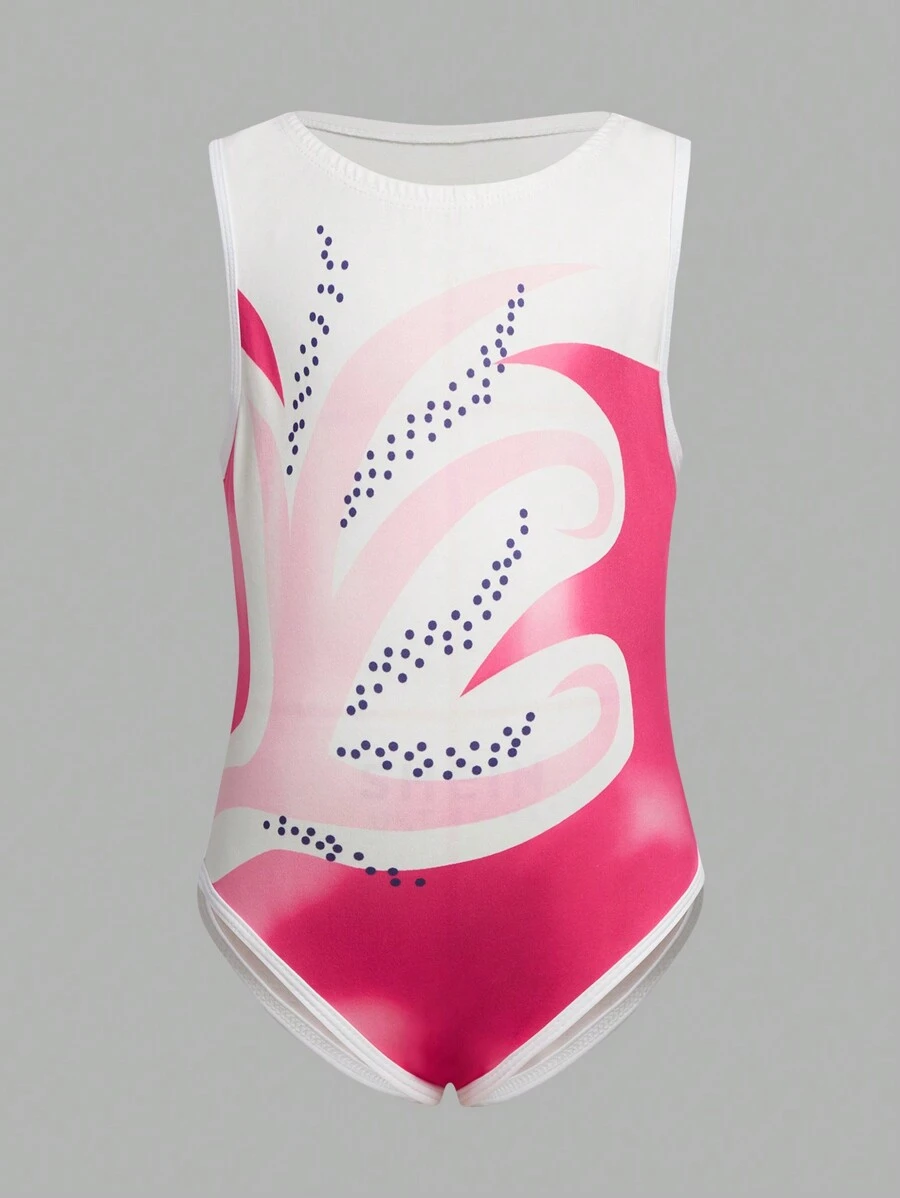 SHEIN 1pc Young Girl Sleeveless Floral Printed Activewear Leotard, Cute ...