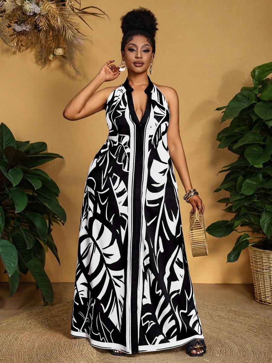 SHEIN Slayr Plus Size Women's Loose Halter A-Line Dress - Suitable For ...