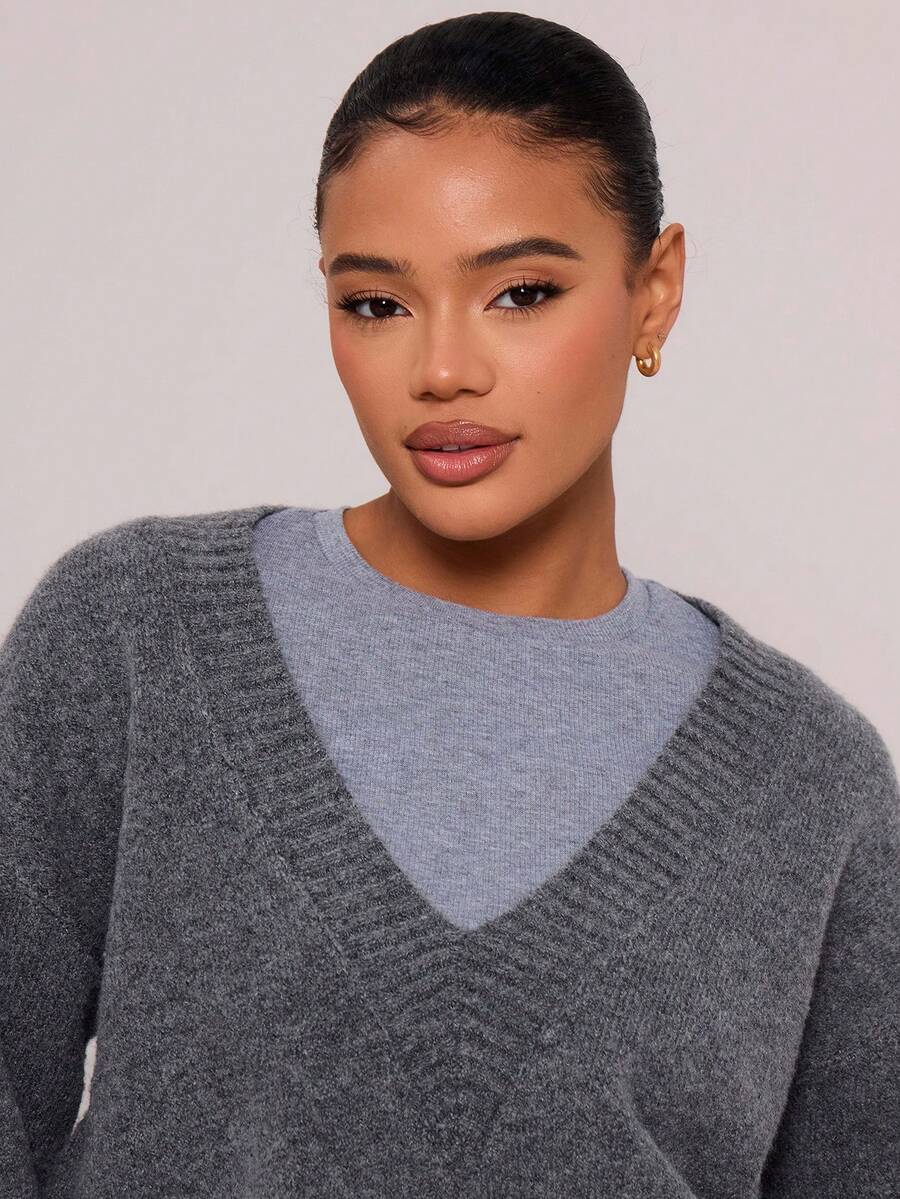 MUSERA V Neck Knit Jumper | SHEIN USA