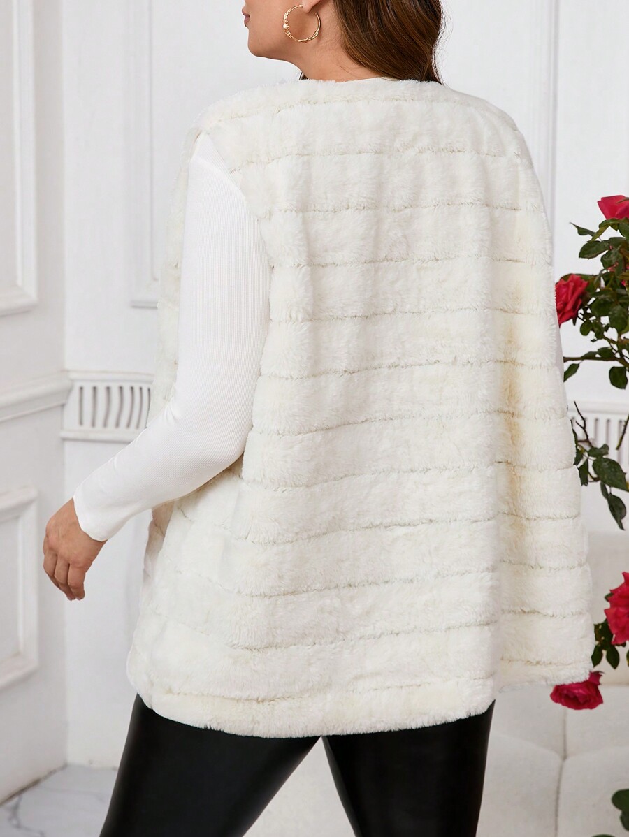 SHEIN Clasi Plus Size Fluffy Coats | SHEIN