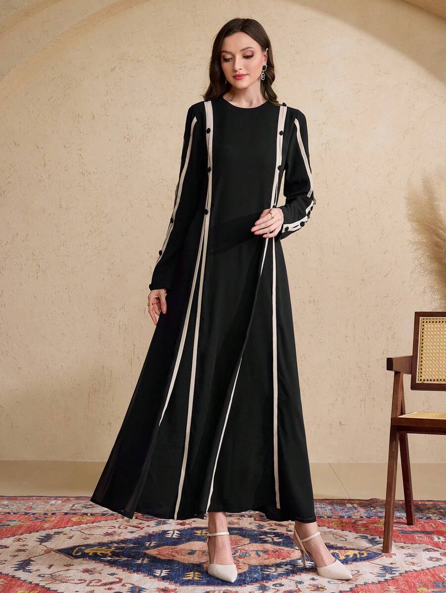 SHEIN Najma Turkse maxi-jurk voor dames en traditionele Arabische abaya ...