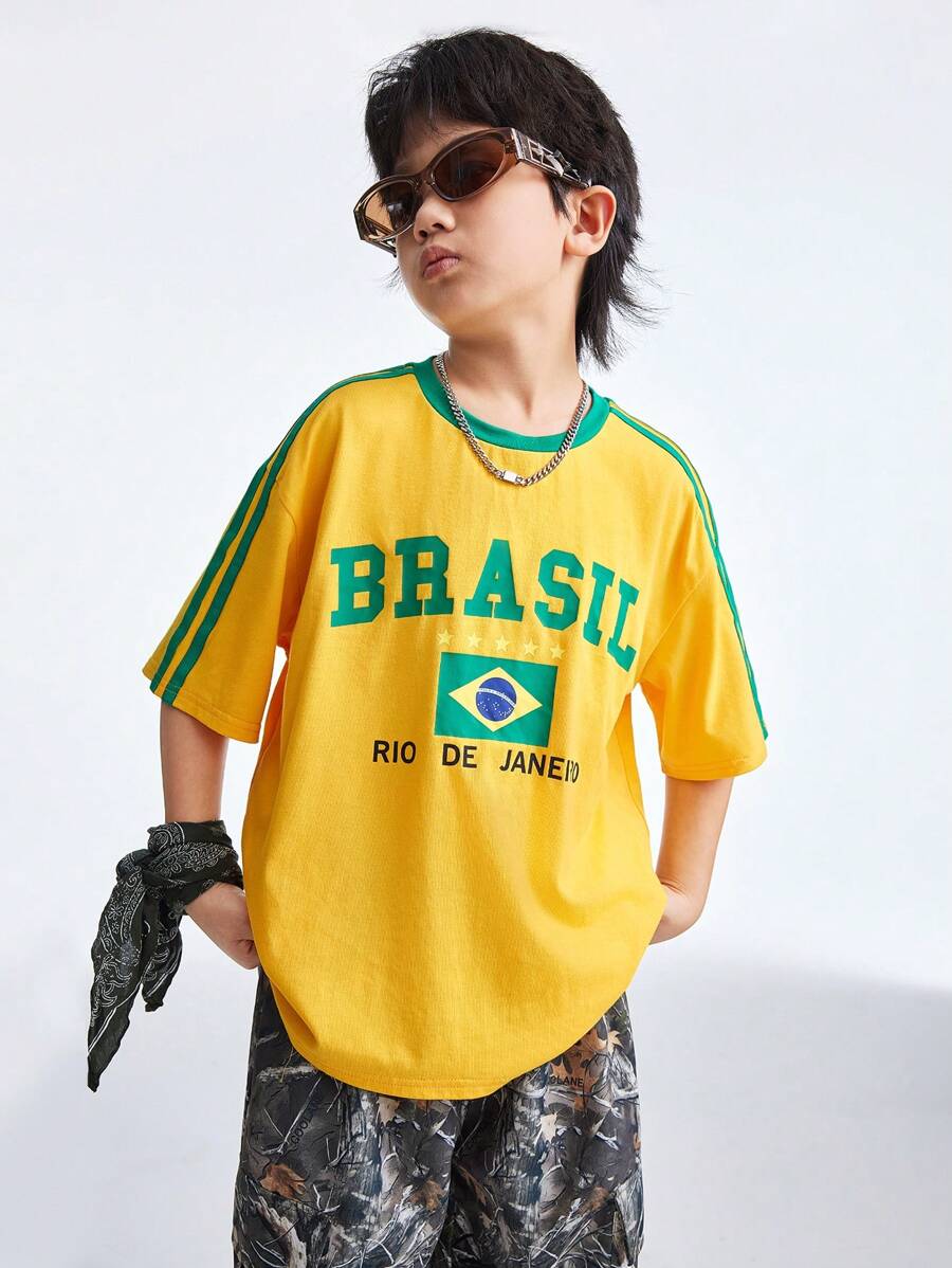 Coolane Kids Teenager Sportswear Color-Blocked Yellow Round Neck ...