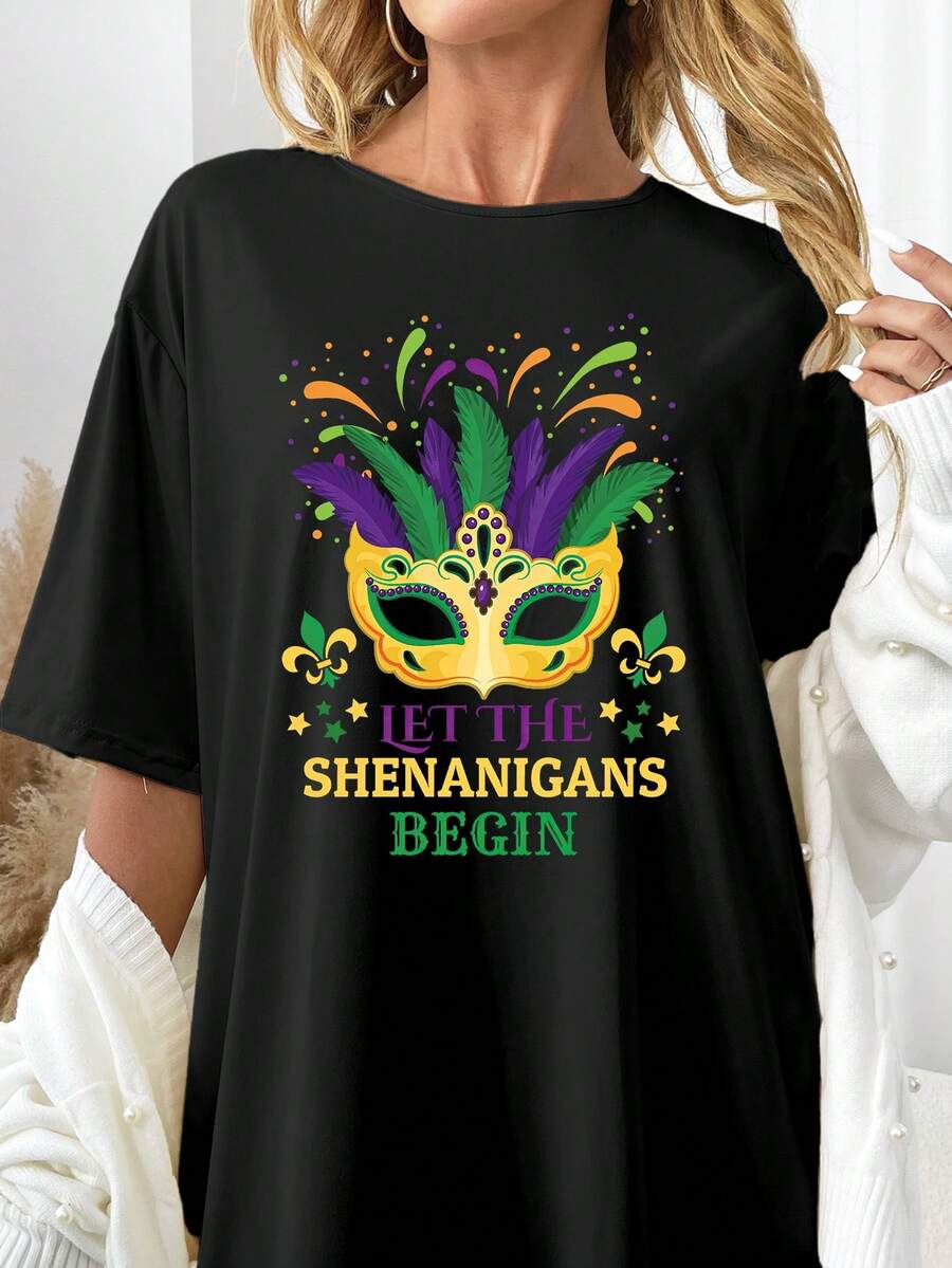 SHEIN LUNE Plus Size Carnival Halloween Mask Party Themed Dress For ...