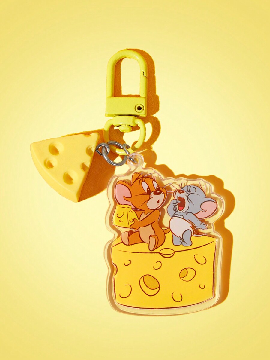 TOM & JERRY X SHEIN Mouse And Cheese Pattern Cartoon Acrylic Keychain ...