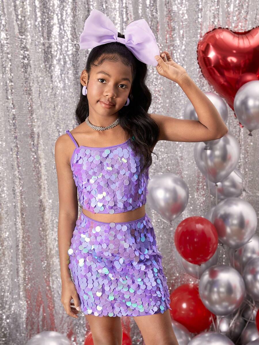 2pcs Tween Girls Camisole Top And Mini Skirt Set For Valentine's Day ...